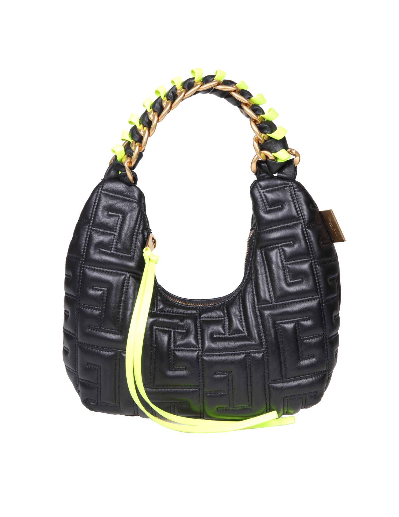 BALMAIN MINI PILLOW HOBO BAG IN QUILTED MONOGRAM LEATHER BALMAIN MINI PILLOW HOBO BAG IN QUILTED MONOGRAM LEATHER